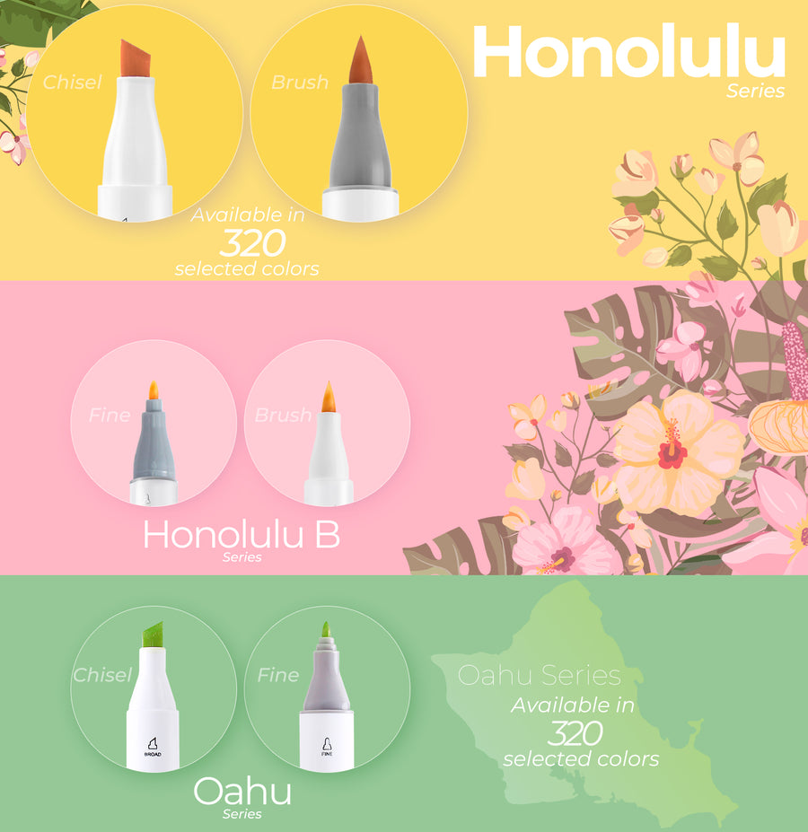 Ohuhu Honolulu 320 Colors Dual Tips Alcohol Art Markers (Europe Only)