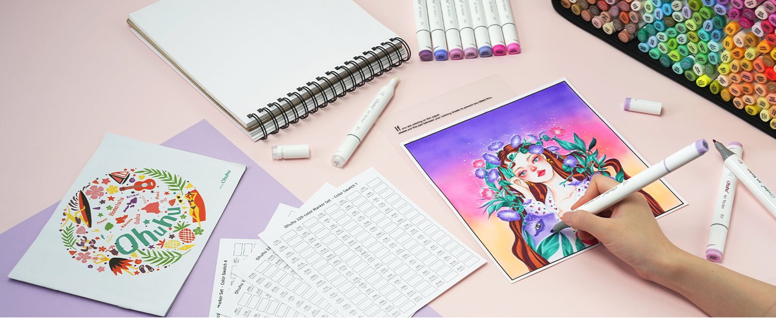 Ohuhu Oahu 320 Colors Dual Tips Alcohol Art Markers, Fine & Chisel (Eu
