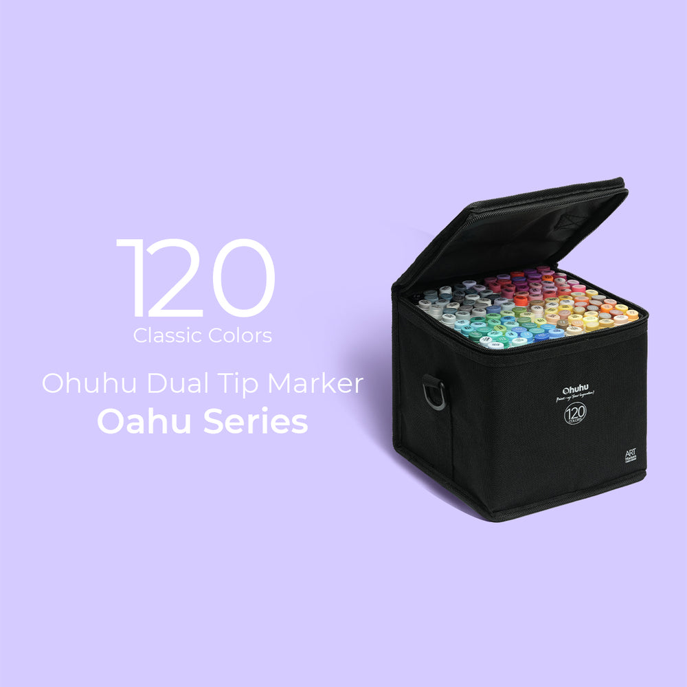 Ohuhu Oahu 120 Colors Dual Tips Alcohol Art Markers, Fine & Chisel